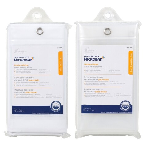 Kenney Microban Protected Medium Weight PEVA Shower Liner, 70" W x 72 ...