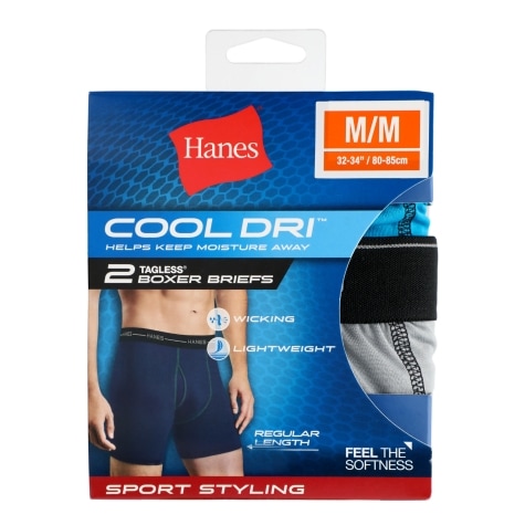 Hanes Cool Dri Men's Medium Tagless Boxer Briefs, 2 ct.