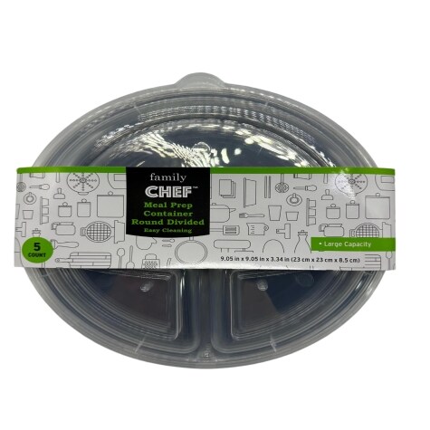 Family Chef Meal Prep Container Set - Round/Divided, 5 ct.