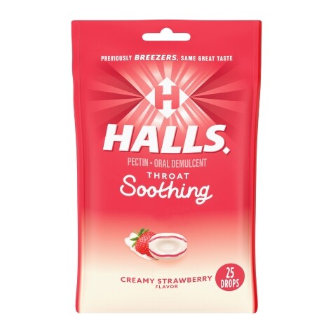 HALLS Throat Soothing (Formerly HALLS Breezers) Creamy Strawberry ...