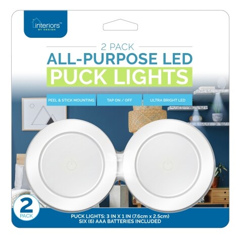 All Purpose LED Puck Lights, 2 pk.