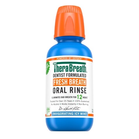 TheraBreath Fresh Breath Mouthwash, Icy Mint, Alcohol-Free, 10 fl oz ...