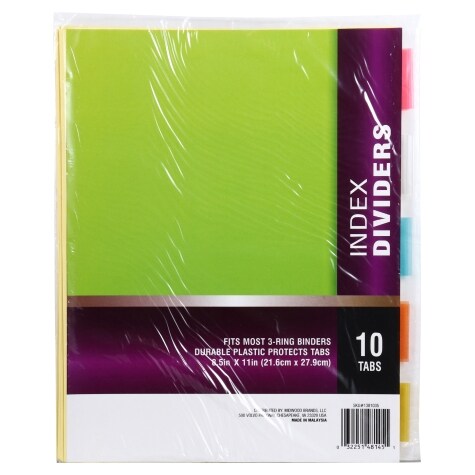 Unison Color Coded index Dividers, 10 ct.