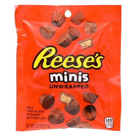 REESE'S Minis Unwrapped Milk Chocolate Peanut Butter Cups, Candy Bag, 2.2 oz | Family Dollar