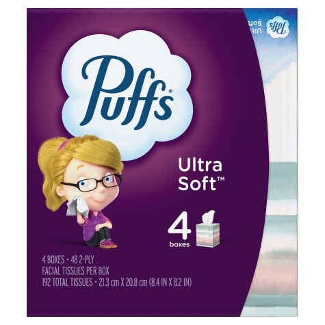 Puffs Ultra Soft Facial Tissue Boxes, 4-ct.