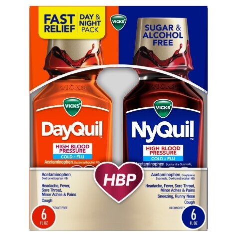 Vicks DayQuil and NyQuil High Blood Pressure Cold and Flu Relief Liquid ...