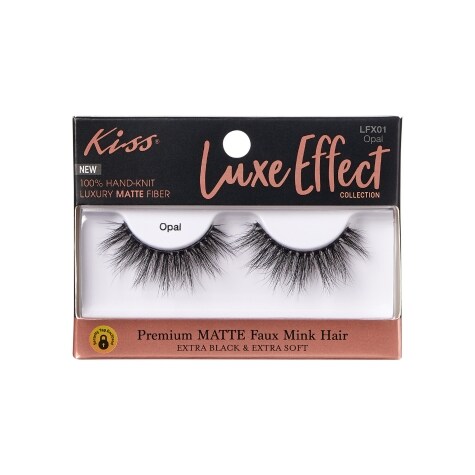 Kiss Luxe Effect Premium Matte Black Faux Mink Eyelashes - Opal, 1 Pair