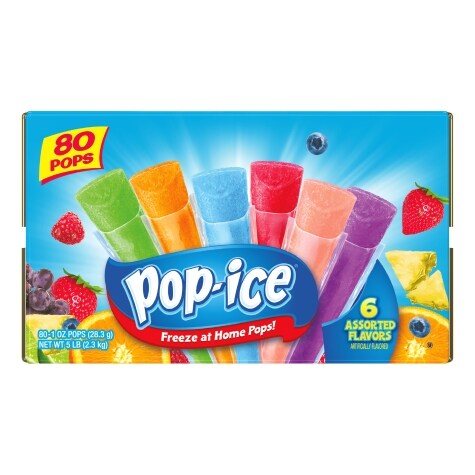 Pop Ice Freezer Bars, Assorted, 1 fl oz, 80ct