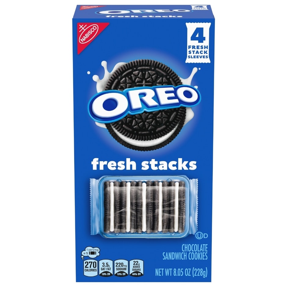 OREO Fresh Stacks Chocolate Sandwich Cookies, Travel Snacks, 8.05 oz (4 ...