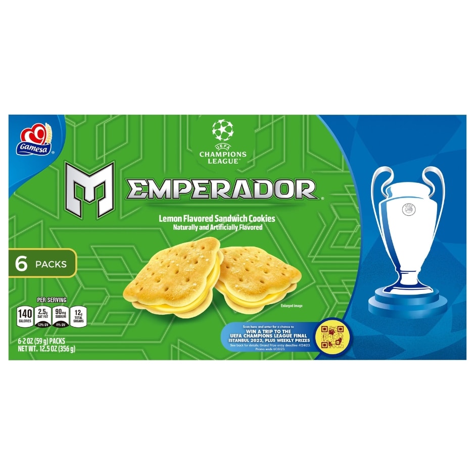 Gamesa Emperador Lemon Flavored Sandwich Cookies 6 - 2 oz Packs