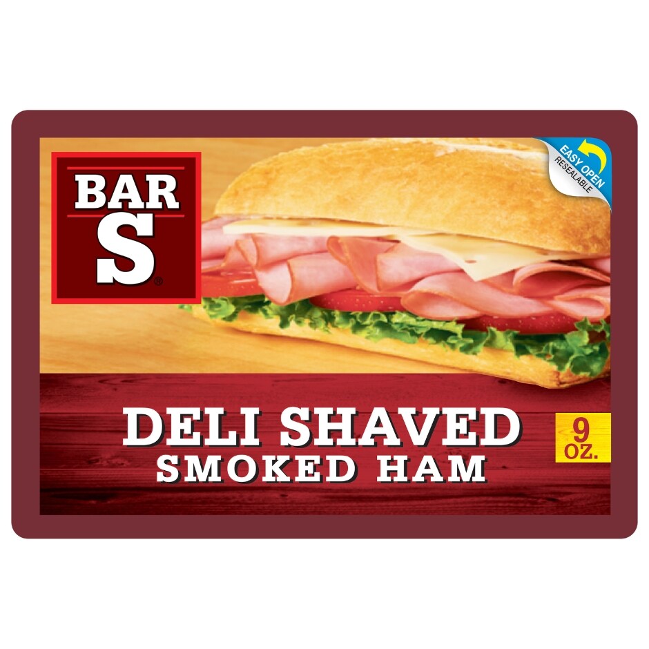 Bar-S Deli Shaved Smoked Ham Lunch Meat, 24 Slices Per Pack, 9 Ounce ...