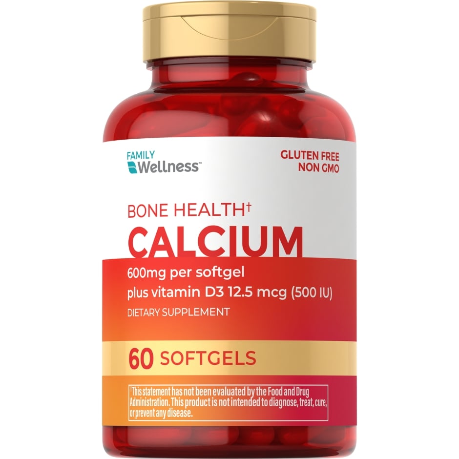Family Wellness Calcium 600 mg + D3 500 IU Softgels, 60 ct.