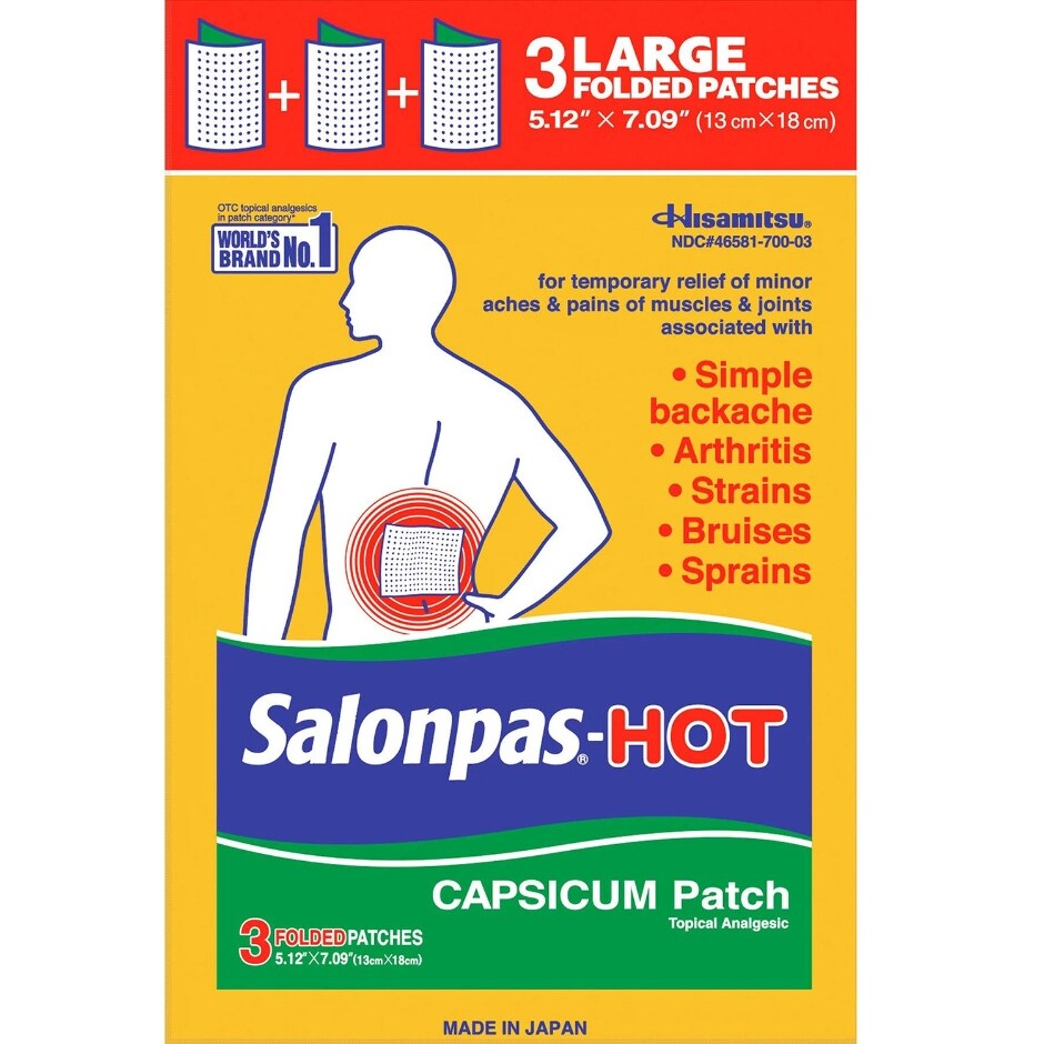 Salonpas Hot Large, Unscented Pain Relief Patch with Capsicum, Topical ...
