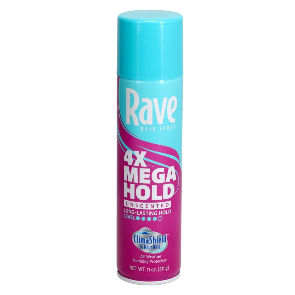 2035144-Rave Unscented 4X Mega Hairspray, 11 oz.