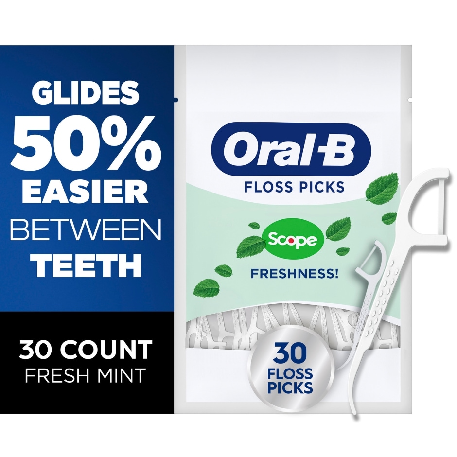 Oral-B Burst of Scope Dental Floss Picks, Fresh Mint, 30 ct | Family Dollar