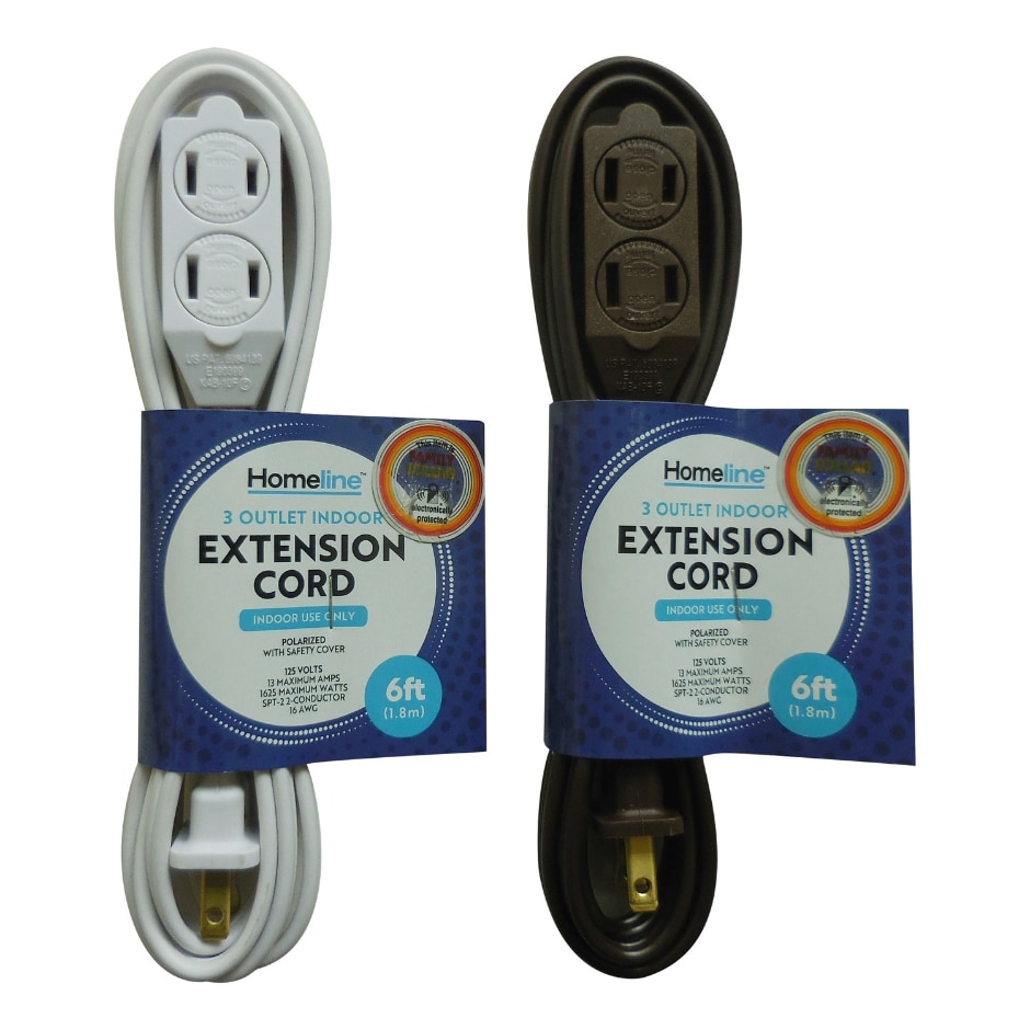 Homeline 3-Outlet Indoor Extension Cords, 6 ft. | Family Dollar