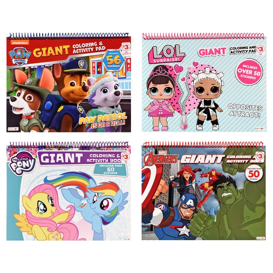 1099855-Bendon Assorted Licensed Spiral-Bound Coloring & Activity Books