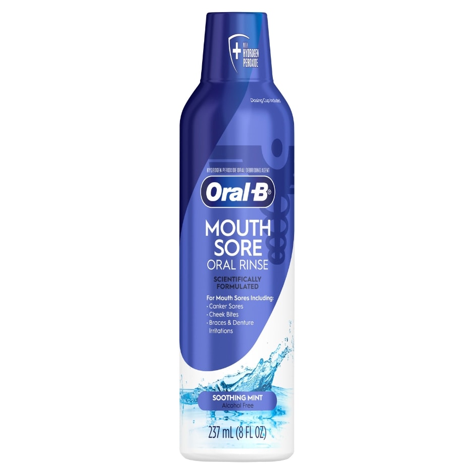 Oral-B Mouth Sore Oral Rinse, Soothing Mint Flavor, 237 mL (8 fl oz ...