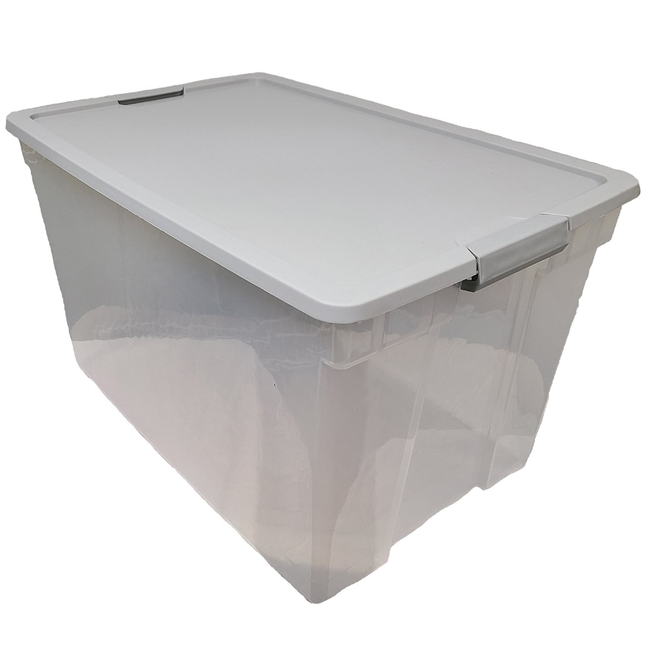 Clear Latch Storage Tote with Gray Lid, 1 ct. | Family Dollar