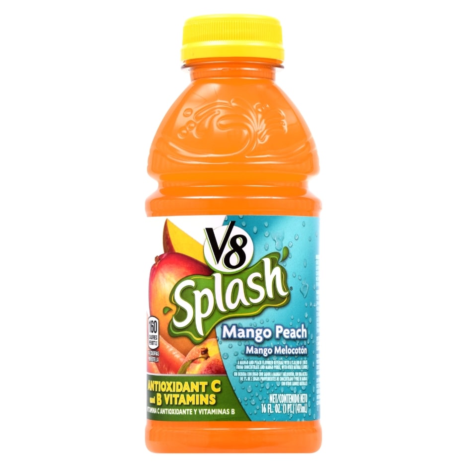 1298186-V8 Splash Mango Peach Juice Drinks, 16 fl.oz.