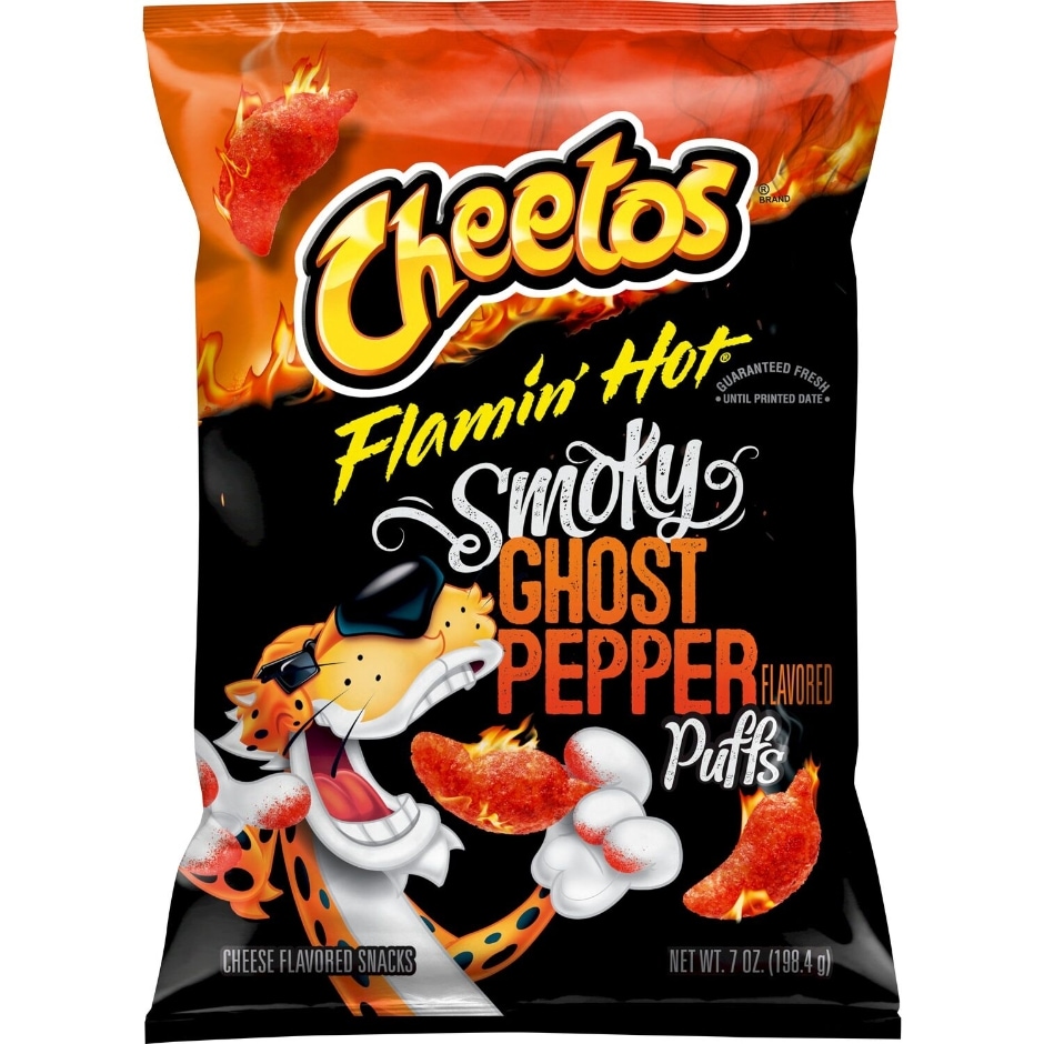 Cheetos Flamin' Hot Puffs Smoky Ghost Pepper Flavored Cheese Flavored ...