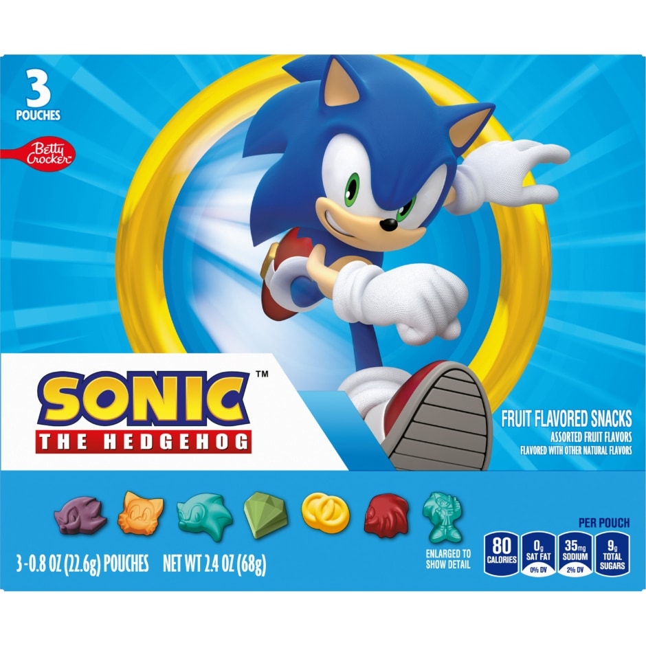 Betty Crocker Sonic The Hedgehog Fruit Snacks 3 Count, 2,4 OZ | Family ...