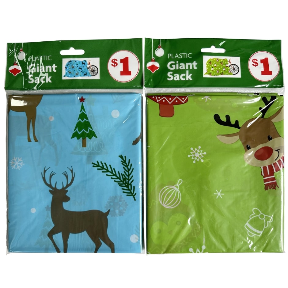 Giant Plastic Christmas Gift Sacks, 36x44 in. | Family Dollar