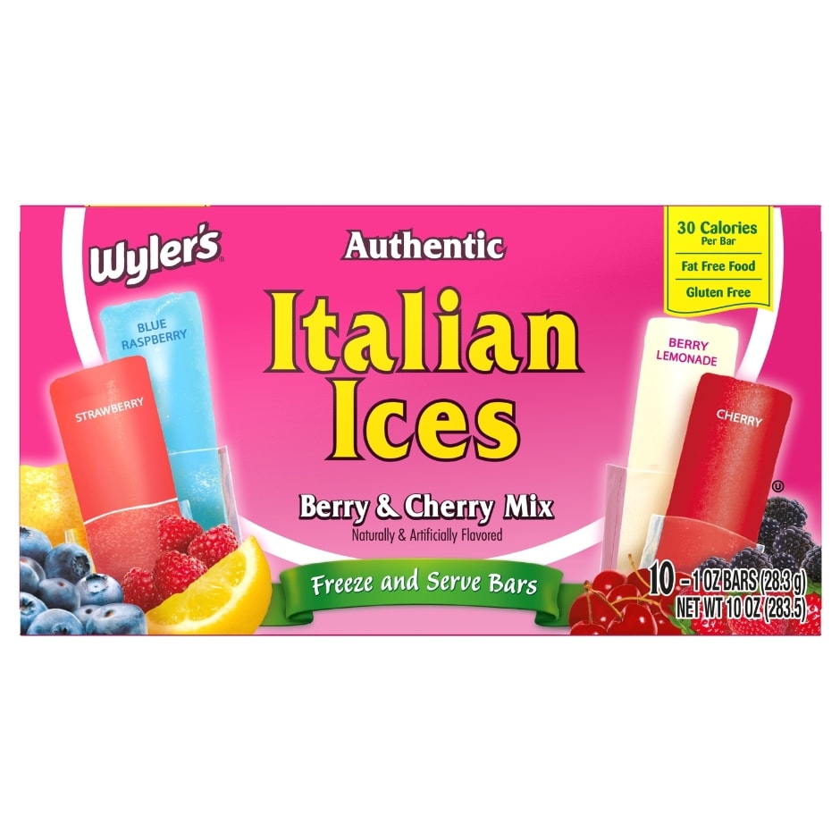 Wyler's Italian Ice Berry & Cherry Freezer Bars, 1oz, 10ct | Family Dollar